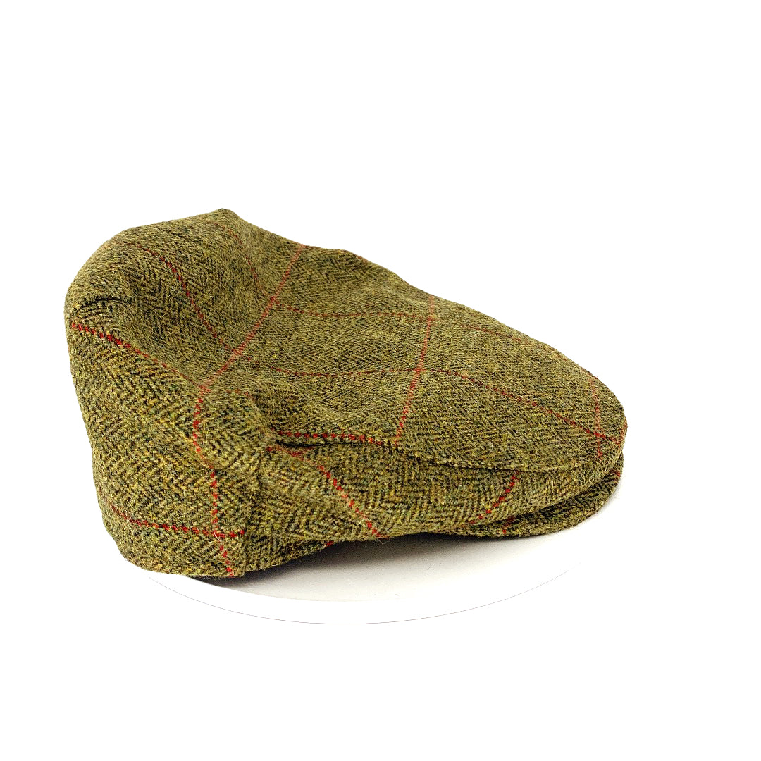 Green tweed flat cap